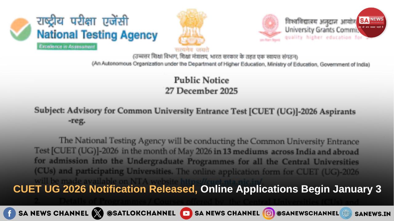 CUET UG 2026 Notification Released, Apply Online Dates